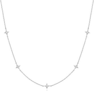 Ania Haie Collier pour femme Dusk Divas Stars Station en argent sterling 925, serti de 5 zircons, longueur : 38 cm + rallonge de 7,5 cm, emballage cadeau inclus