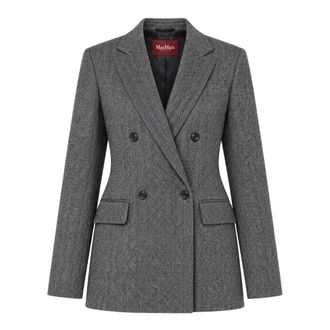 Max Mara Zweireihiger Jacquard Jersey Blazer - - Jackets - Damen - Grau - S