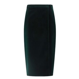 Saint Laurent Dunkelgr&uuml;ner Velvet Midi Rock - - Skirts - Damen - Gr&uuml;n - M
