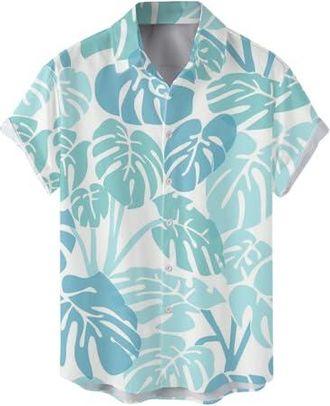 Generic Chemise hawa&iuml;enne &agrave; manches courtes pour homme, motif palmier, plage, cara&iuml;bes, tropical, d&eacute;contract&eacute;, amusant, graphique, boutonn&eacute;, manches courtes, 