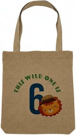 Fabulous Sac Shopping Tote Bag Aspect Lin - This Wild One is 6 Celebration Birthday Party Gift Safari Animals - Sac de Courses Toile Epaisse 360g Beige Naturel