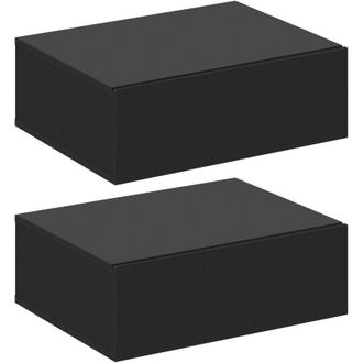 Woltu Lot de 2 Table de Nuit Flottante WOLTU, Table de Chevet Murale pour Chambre &agrave; Coucher, 30 x 40 x 14 cm, avec Tiroirs, en Bois, Noir