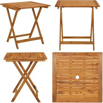 vidaXL Table pliable de jardin 70x70x75 cm Bois dacacia massif - Table De Jardin - Table Pliante - Acacia Massif - Mobilier De Jardin - Table Ext&eacute;rieure