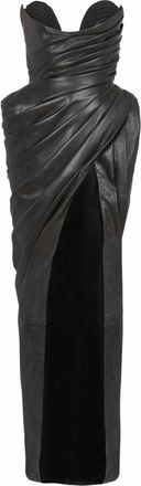 Balmain Robe Bodycon Bustier Sans Bretelles en Cuir - Femme - Robes - Noir - Taille: 34 FR