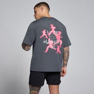 MyProtein T-shirt graphique coton modal Velocity MP homme - Gris fonc&eacute;/rose - XS
