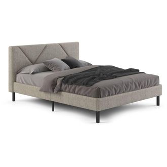 Dmora Hypnos Doppelbett, Bettgestell f&uuml;r Schlafzimmer, Bettw&auml;sche f&uuml;r Schlafzimmer, Matratzenauflage, passend f&uuml;r eine 160x200 cm Matratze, Taubengrau