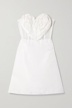 Carolina Herrera Tr&auml;gerloses Minikleid Aus Seiden-twill Und -t&uuml;ll - Elfenbein