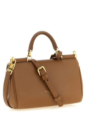 Dolce & Gabbana Womens My Sicily Top Handle Bag Brown Calf Leather Pvc