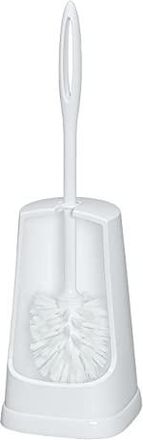 WENKO WC-Garnitur Simple, Toilettenbürste mit Halter, aus Kunststoff, WC-Bürste mit weißem Bürstenkopf, 12 x 40,5 x 12 cm, Weiß