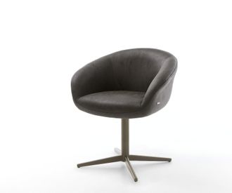 DELIFE Drehstuhl Vinka-Flex mit Armlehnen Mikrofaser Anthrazit Vintage Fu&szlig;kreuz Effektfinish Titan 360&deg; drehbar Taschenfederkern, Esszimmerst&uuml;hle