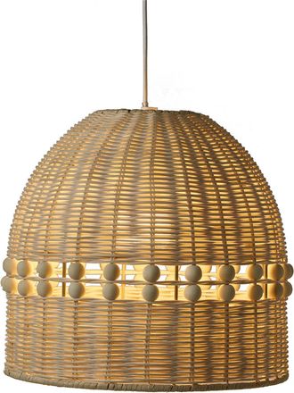 Vertbaudet Lampenschirm Rattan mit Holzkugeln Beige Gold TU