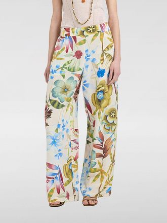 Momoni Pantalon palazzo taille haute en soie &agrave; imprim&eacute; floral