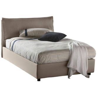 Dmora Quadratisches und halbes Bett Daalt, Containerbett mit Stoffbespannung, 100% Made in Italy, Front&ouml;ffnung, inklusive Matratze 120x200 cm, Turteltaube