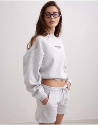 Aim'n Sweatshirt in meliertem Hellgrau mit Schriftzug