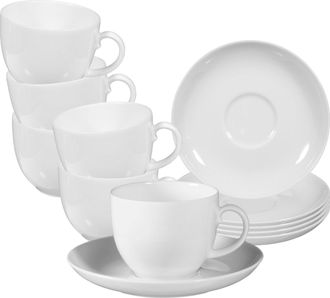 SELTMANN WEIDEN Rondo/Liane Kaffeetassen mit Untertassen 6er Set, 200 ml, Klassisches Kaffee-Set f&uuml;r 6 Personen, Sp&uuml;lmaschinen- und Mikrowellenfest, Kaffeegeschirr au