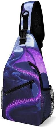 Generic Sacoche Homme Bandouliere Dragon mouche violet Polyester Sling Bag Durable Cross Body pour Randonn&eacute;e Camping Femme