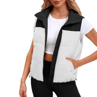 Generic Gilet en duvet de coton pour femme - Grande taille - Tendance - D&eacute;contract&eacute; - Pour jeunes femmes, blanc, XXL