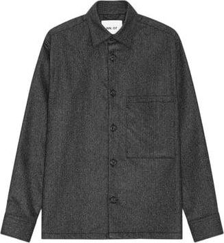 Nn.07 Chemise droite unie en laine m&eacute;lang&eacute;e
