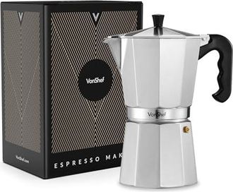 VonShef Cafeti&egrave;re Italienne - Cafeti&egrave;re Moka en Aluminium 12 Tasses - Pour Cuisini&egrave;re &agrave; Gaz et &Eacute;lectrique - 600 ml - Joint et Filtre de Remplacement Inclus