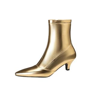 Generic Bottines &agrave; bout pointu pour femme - Style britannique - Fermeture &eacute;clair lat&eacute;rale - &Eacute;l&eacute;gantes et confortables - Pour le travail et le bureau, dor&eacute;, 37