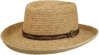 Stetson Chapeau en Paille Western Fedora Homme - de Soleil DEte Cowboy avec Bandeau Cuir Printemps-ete Ete - L (58-59 cm) Nature