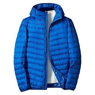 Generic Manteau dhiver l&eacute;ger et pliable &agrave; capuche pour homme - Coupe-vent - Chaud - Veste dhiver chaude, bleu 1, 4XL