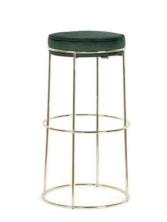 Calligaris Fester Hocker Atollo. Gestell Messing gl&auml;nzend Sitz Wald