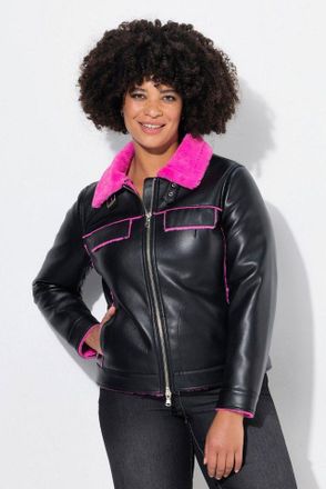 Angel Of Style Lederjacke Lederoptik-Jacke Classic Fit Neon Kunstfellbesatzfutter