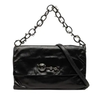 Miu Miu Pre-owned Sac bandouli&egrave;re orn&eacute; de strass - Femme - Pre-owned - Noir - Taille: ONE Size