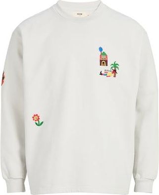 Olow Sweat droit uni &agrave; motifs brod&eacute;s