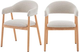 DRAWER Drawer - Lot de 2 fauteuils de table en tissu bouclette et bois - Beige - marina