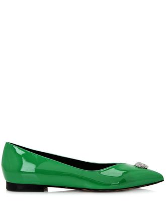 Philipp Plein ballerines &agrave; breloque t&ecirc;te de mort - Vert