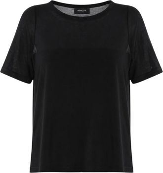 Nenette Femme, Tops, Noir, Taille: 38 FR Light Sheer Top with Boat Neck