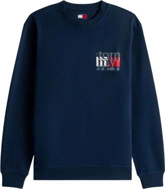 Tommy Jeans Homme, Sweatshirts et sweats à capuche, Bleu, Taille: M SweaT-shirt Flag Crew Noir Collection 2025