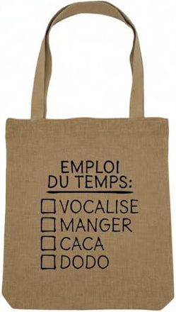 Fabulous Sac Shopping Tote Bag Aspect Lin - Emploi du temps B&eacute;b&eacute; Humour Blague - Sac de Courses Toile Epaisse 360g Beige Naturel Cabas Port&eacute; Epaule Solide Impr
