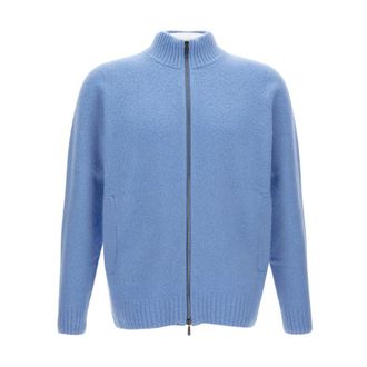 Drumohr Strickjacke mit Rei&szlig;verschluss aus geb&uuml;rtseter Schurwolle - - Knitwear - Herren - Blau - XL