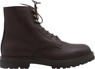 Brunello Cucinelli Braune Leder Stiefeletten K&ouml;rnige Textur - - Shoes - Herren - Braun - 40 EU