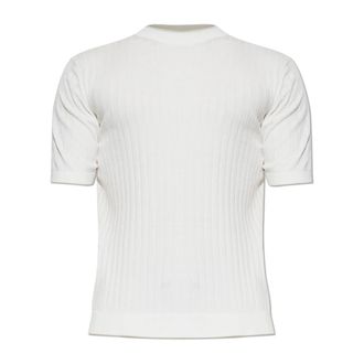 Eleventy Geripptes T-Shirt mit Rundhalsausschnitt - - Tops - Herren - Beige - XL