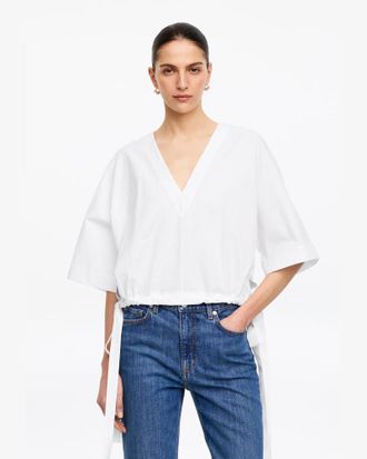 Arket Baumwolloberteil Mit Kordelzug -Wei&szlig;