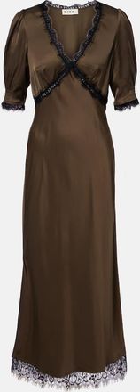 Rixo Robe midi Annina en satin et dentelle