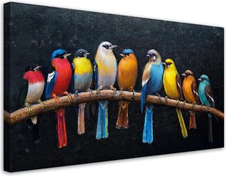 Feeby Wandbild - Wohnzimmer Modern Deko - V&ouml;gel Tiere Bunt - 100x50 1tlg - Bilder Leinwand - Bild auf Leinwand Schlafzimmer - Leinwandbilder f&uuml;r die Wand - 