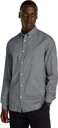 Tommy Hilfiger Chemise Homme Slim Fit Col Pointu, Multicolore (Carbon Navy/Ecru), S