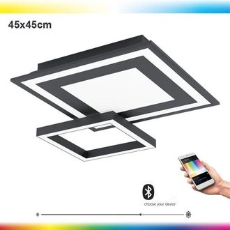 Eglo Plafonnier LED EGLO connect Savatarila-C, applique murale &agrave; 2 lampes en acier et plastique en noir, blanc, changement de temp&eacute;rature de couleur