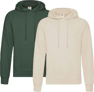 Fruit Of The Loom Herren Kapuzenpullover S M L XL XXL 3XL 4XL 5XL auch Sets, 1x Flaschengr&uuml;n + 1x Natur + 1x HL-Kauf Notizblock, XL