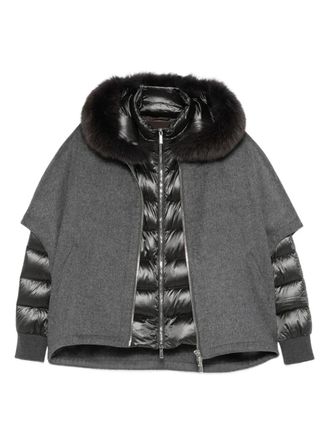 Moorer veste à capuche et design superposé - Gris