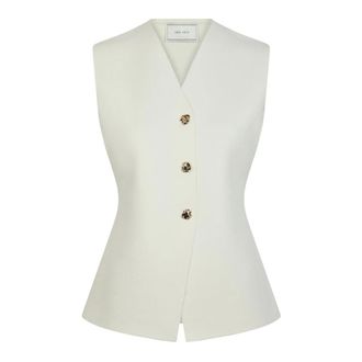 Neo Noir Elegante Strickweste mit Goldkn&ouml;pfen - - Jackets - Damen - Wei&szlig; - XL