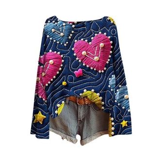 Generic Pull textur&eacute; en tricot &eacute;pais doux et confortable pour la Saint-Valentin 2026, rose, S