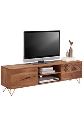 Ambia Home Lowboard, Natur, Holz, Metall, Holzwerkstoff, Akazie, 2 F&auml;cher, 2 Schubladen, 160x45x35 cm, Holzm&ouml;bel, Kleinm&ouml;bel Holz, Holzkommoden, Lowboards Holz