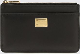 Dolce & Gabbana Kartenetui aus Glattleder mit metallischem Logo und Rei&szlig;verschlusstasche