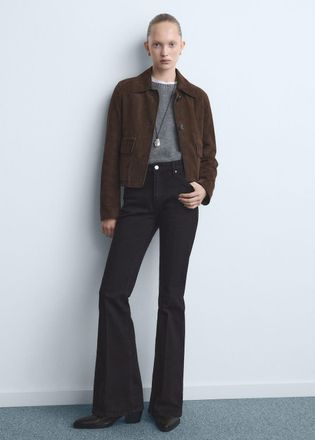 Mango Flared Jeans Violeta mit hoher Bundh&ouml;he black denim - Damen - 32 - MANGO